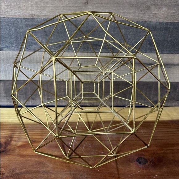 Accents | Geometric Gold Wire Orb Sphere Art Sculpture Centerpiece 13 ...